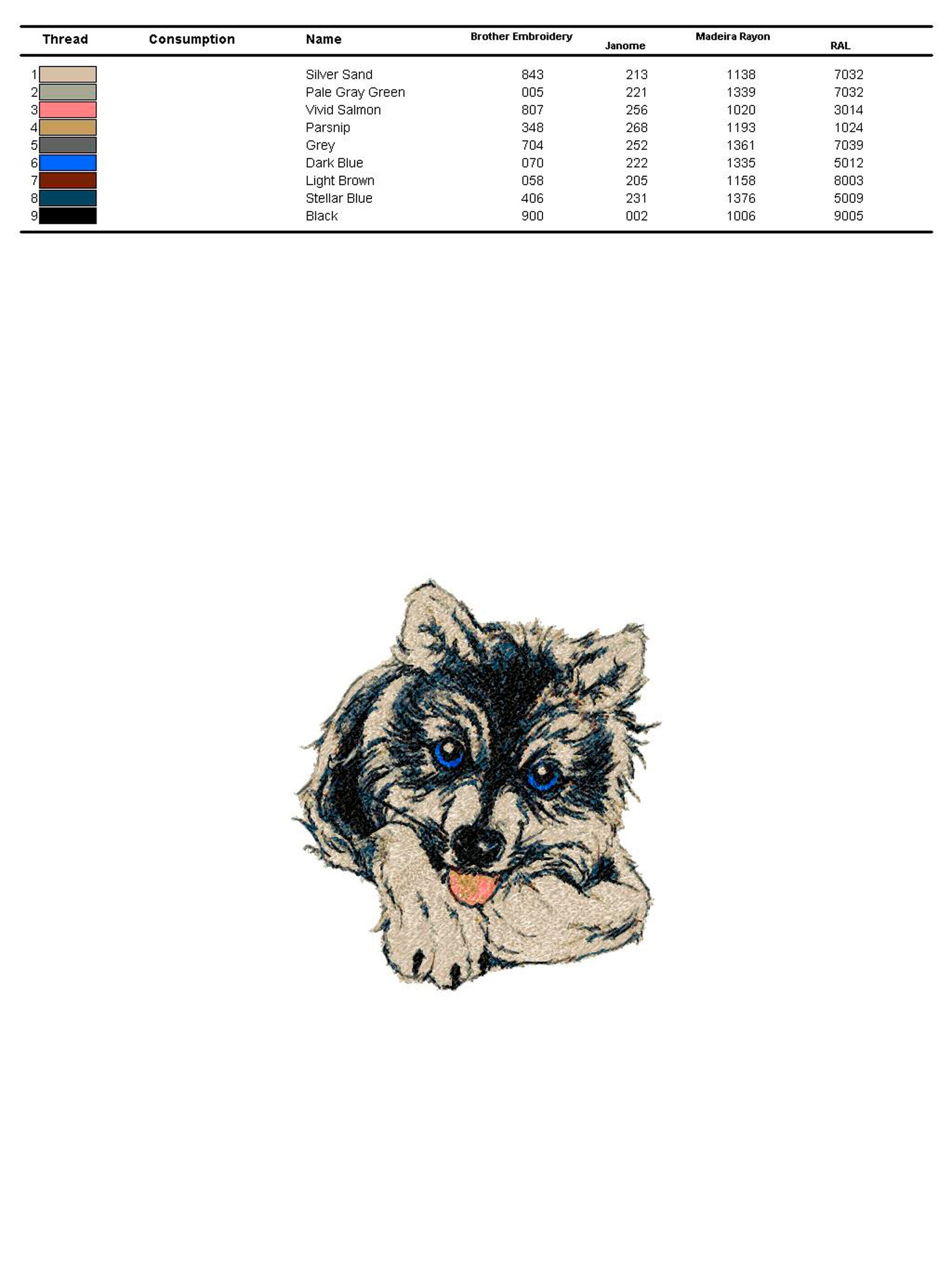 Husky Dog Embroidery Machine Design. Digital Embroidery Files Pes Vip ...