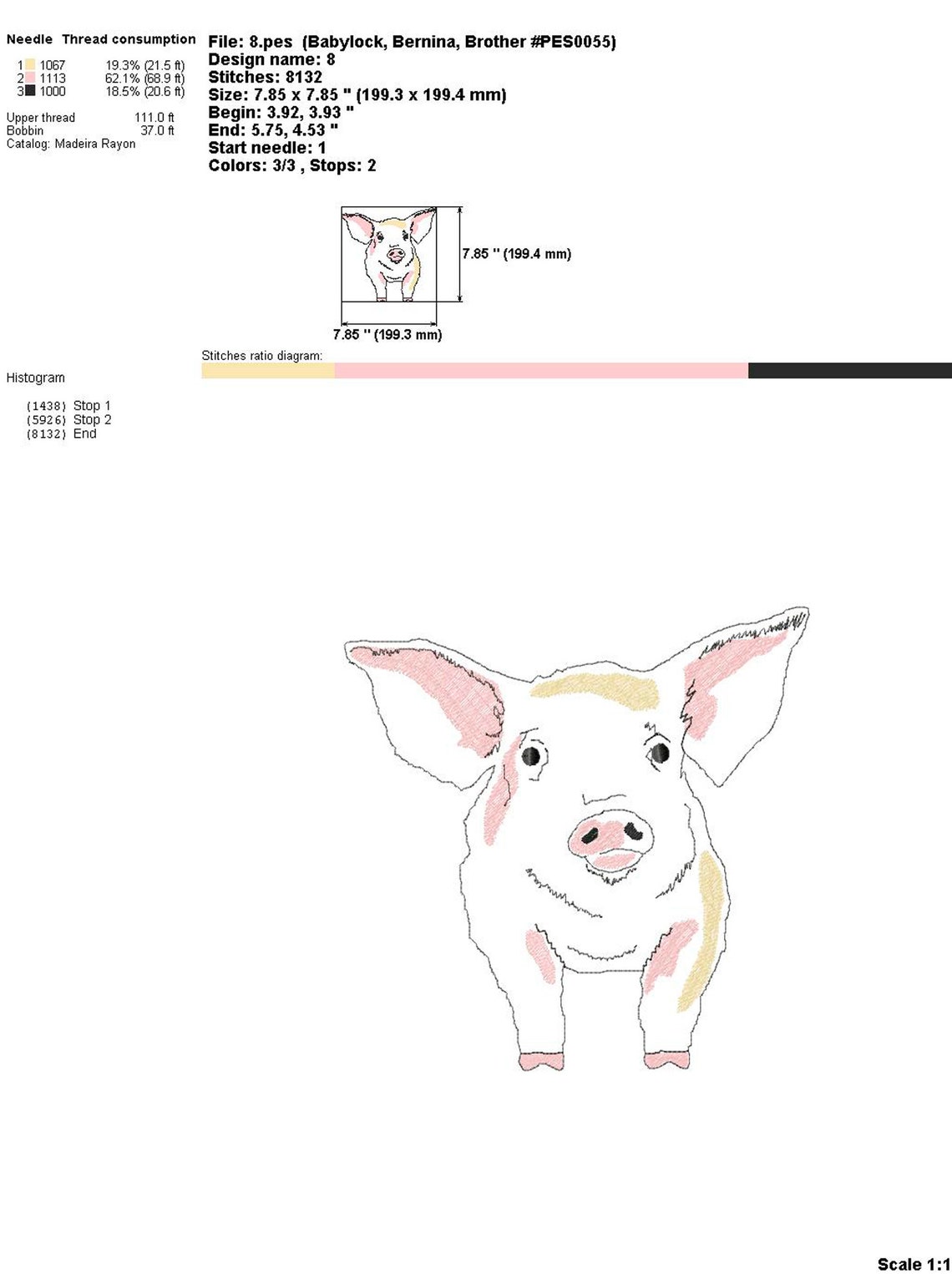 Pig Machine Embroidery Design. Digital Embroidery files. | Etsy