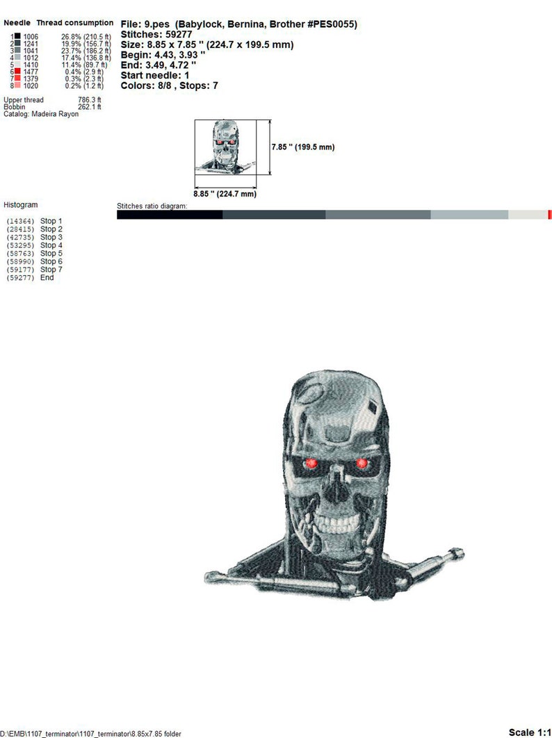 Cyborg Embroidery Design for Machine. Digitized Pattern. Photo | Etsy
