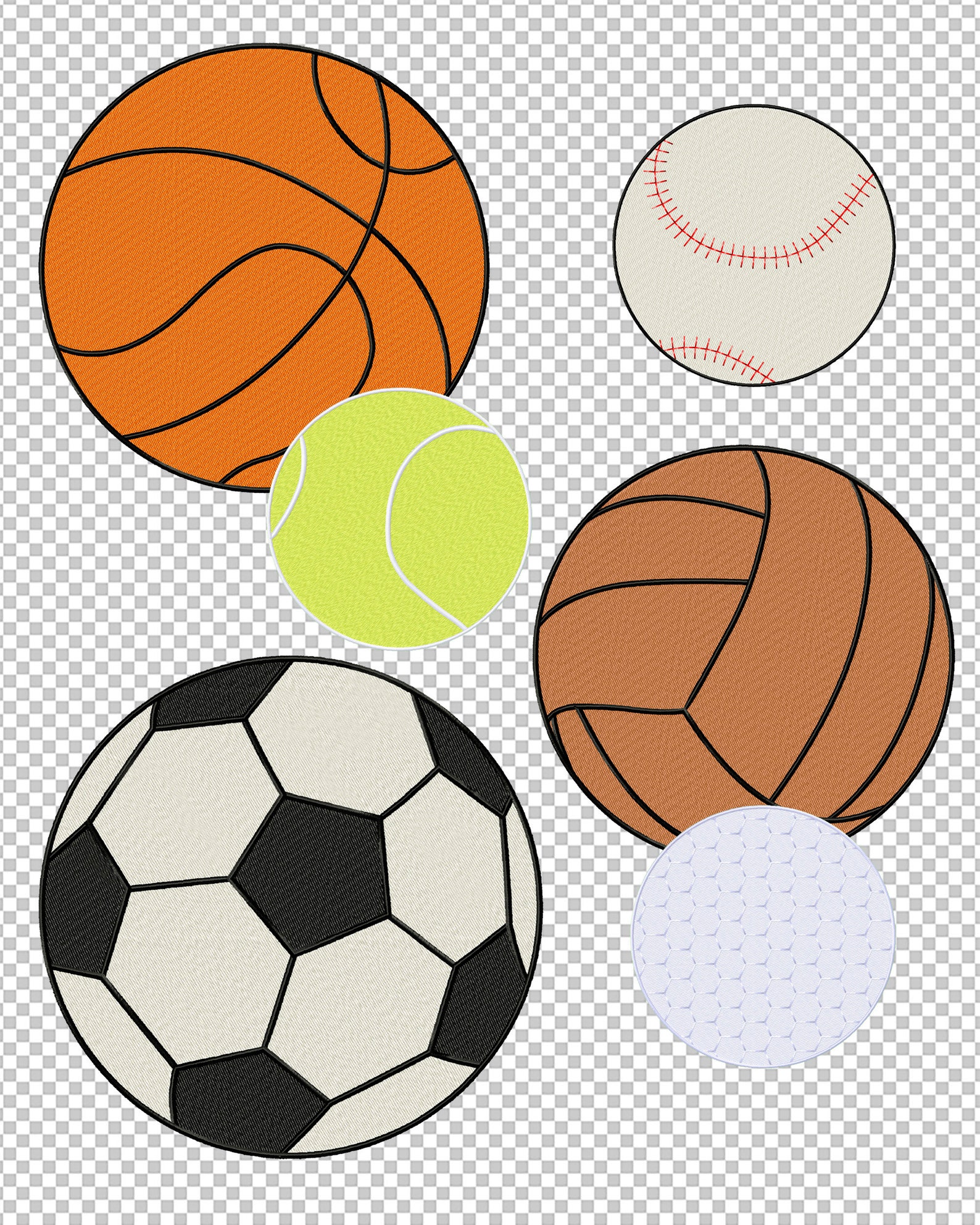Sports Balls - Machine Embroidery Designs. Digital Files. Digitized ...