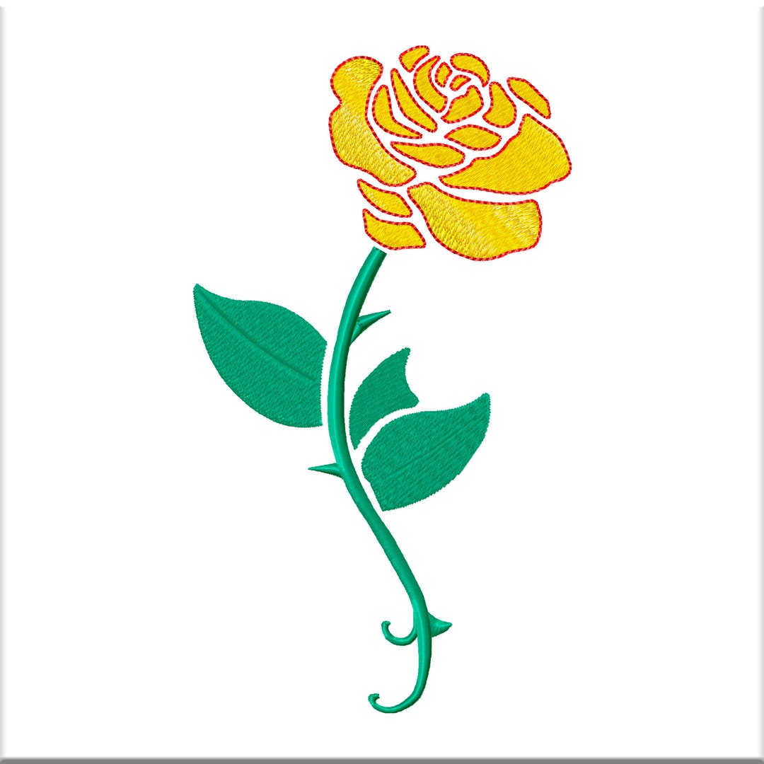Machine Embroidery Design Yellow Rose. Digital Embroidery Files Pes Vp3 ...