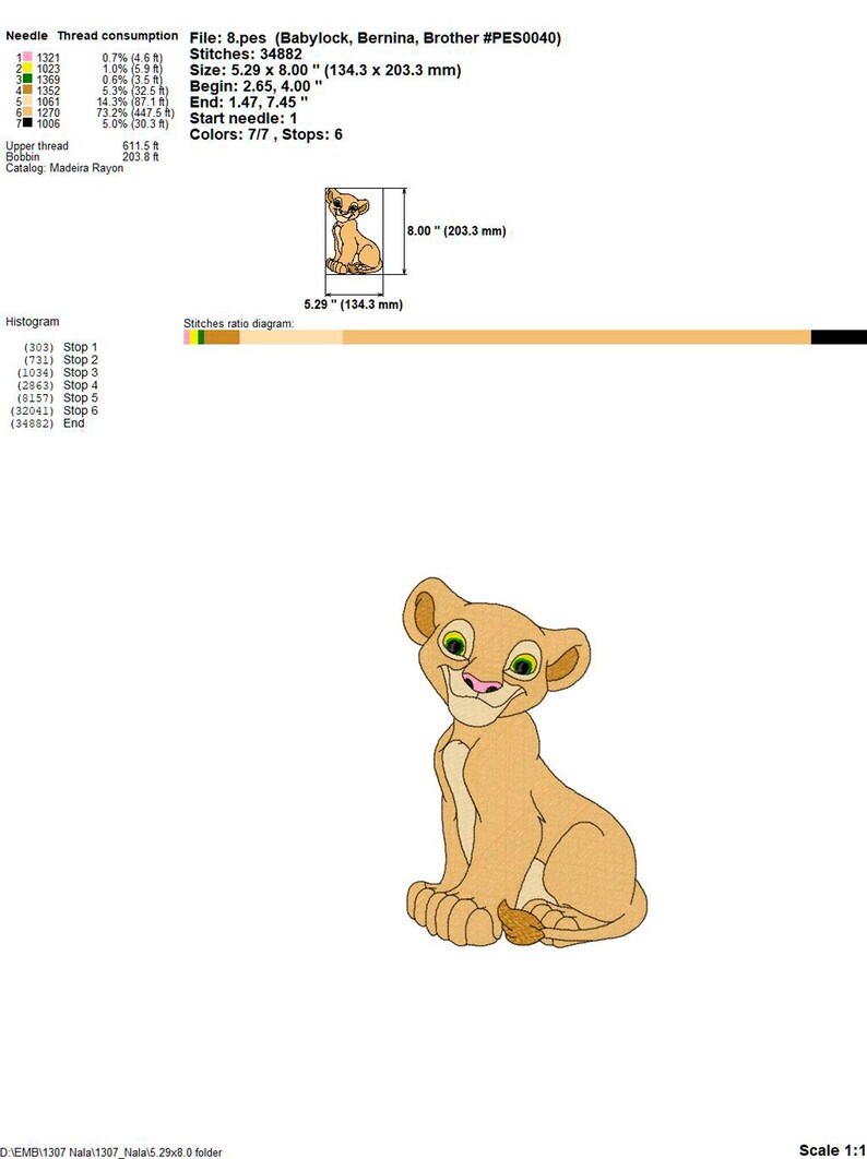 Machine Embroidery Design Lioness. Digital Embroidery Files. Blueprint ...