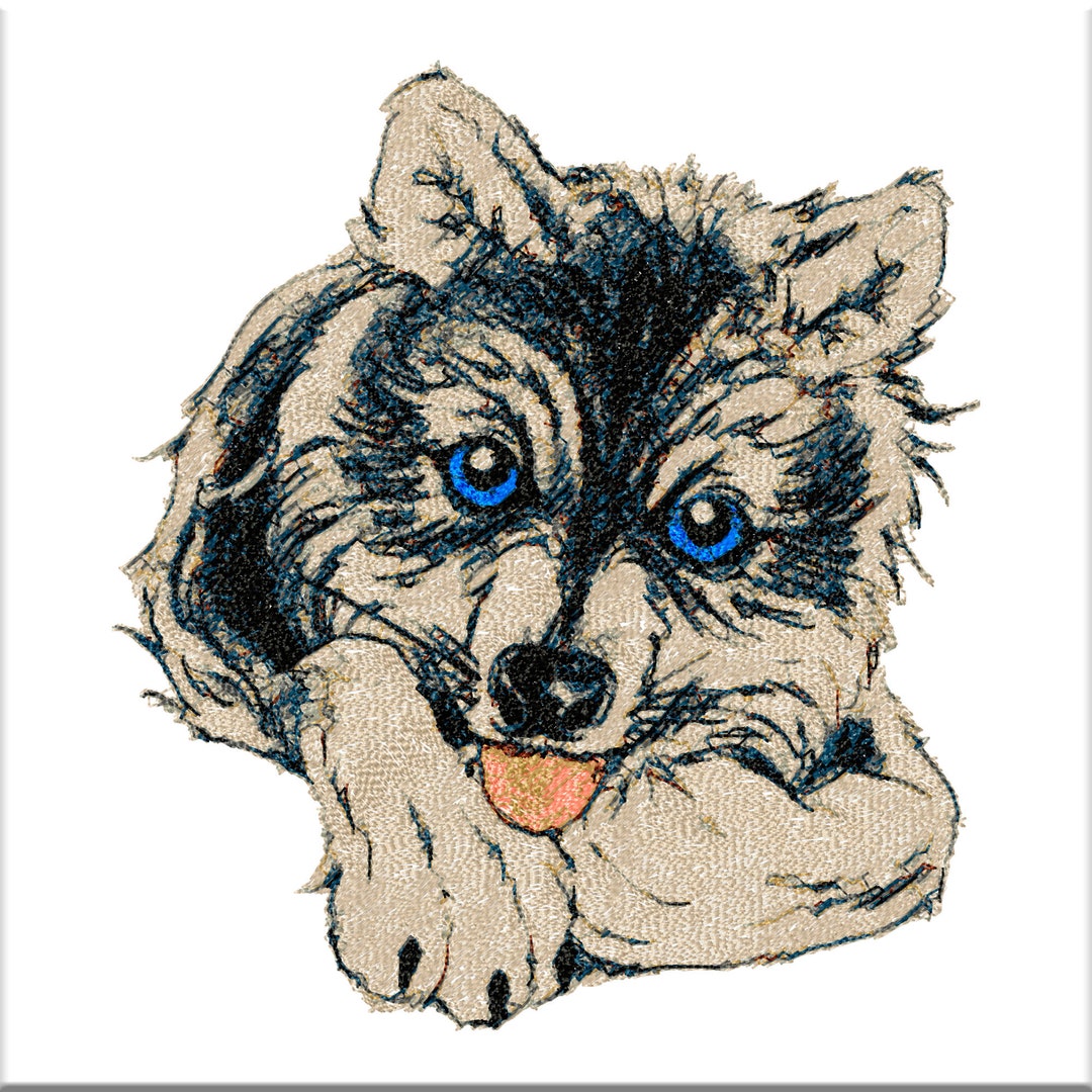 Husky Dog Embroidery Machine Design. Digital Embroidery Files Pes Vip ...