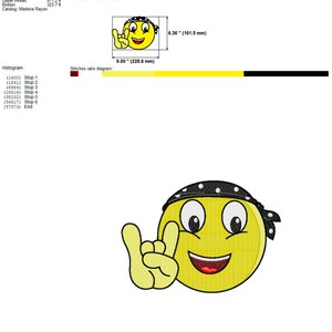 Smiley Rocker Embroidery Machine Design. Digitized Pattern Digital ...