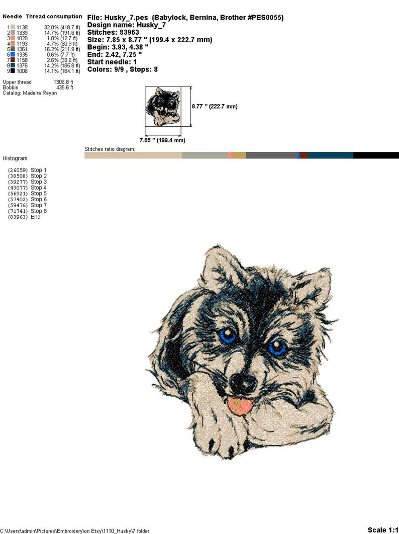 Husky Dog Embroidery Machine Design. Digital Embroidery Files | Etsy