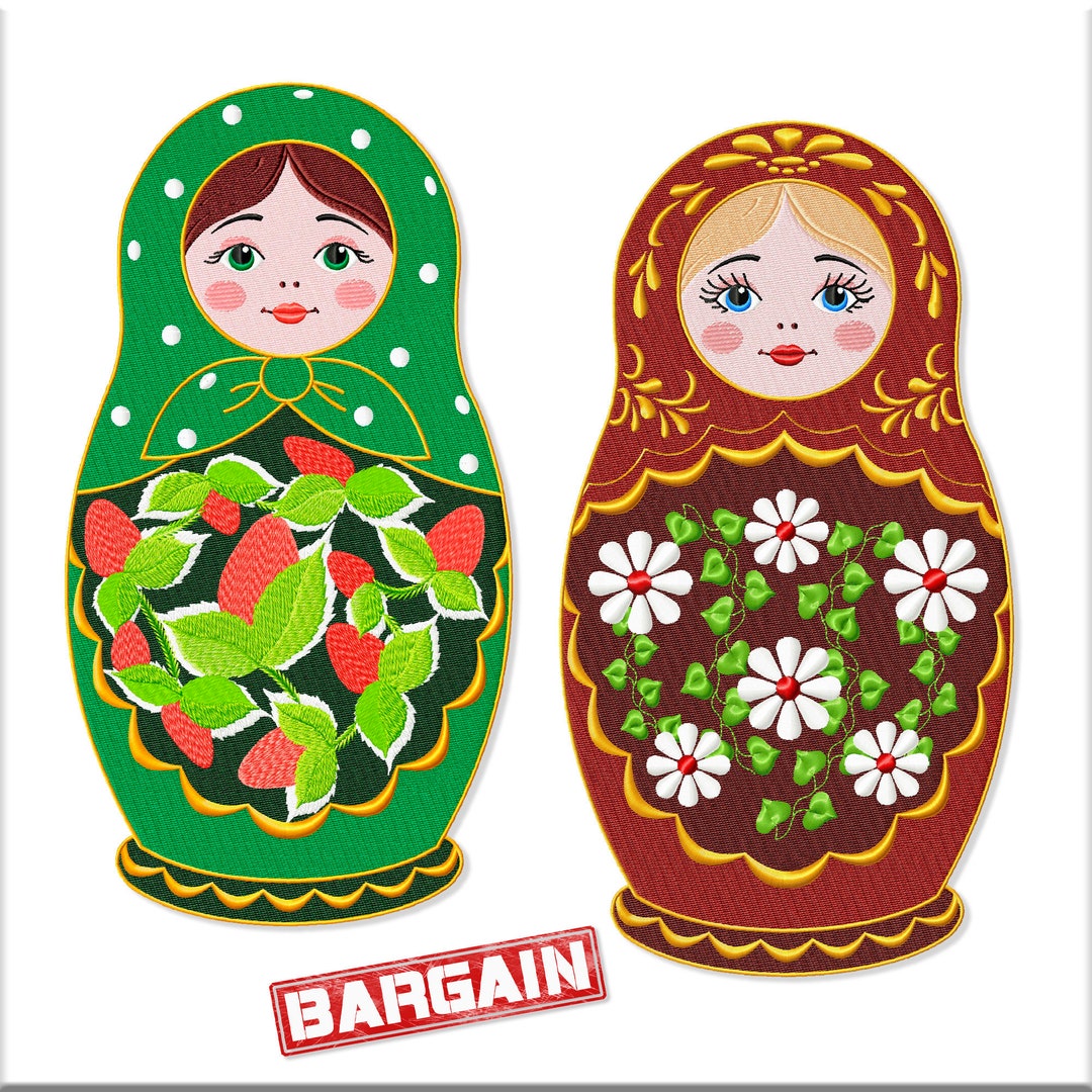 Two Machine Embroidery Designs Russian Matryoshka. Digitized Pattern ...