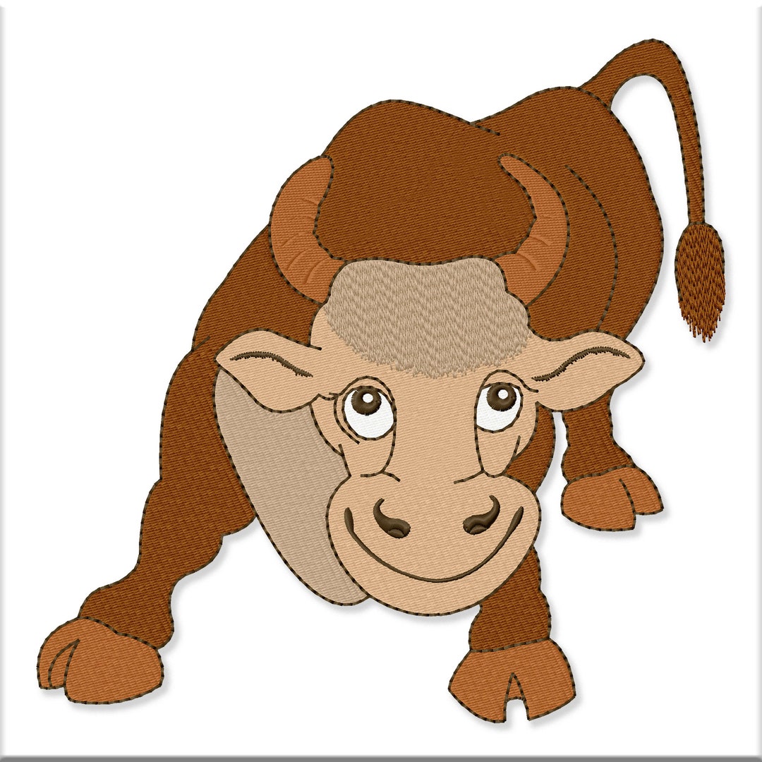 Bull Embroidery Machine Design Digitized Pattern Symbol of the New Year ...