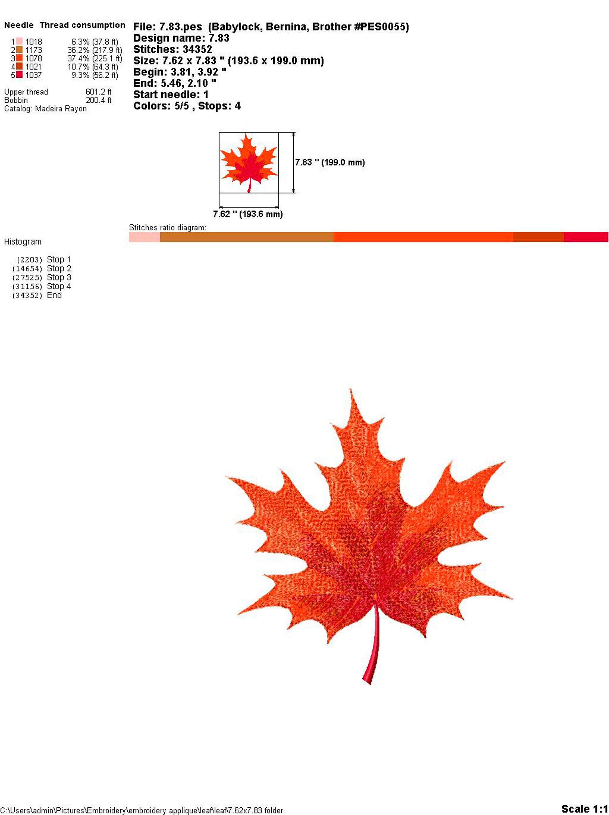 Patterns Red Maple Leaf Machine embroidery design Digitized pattern ...