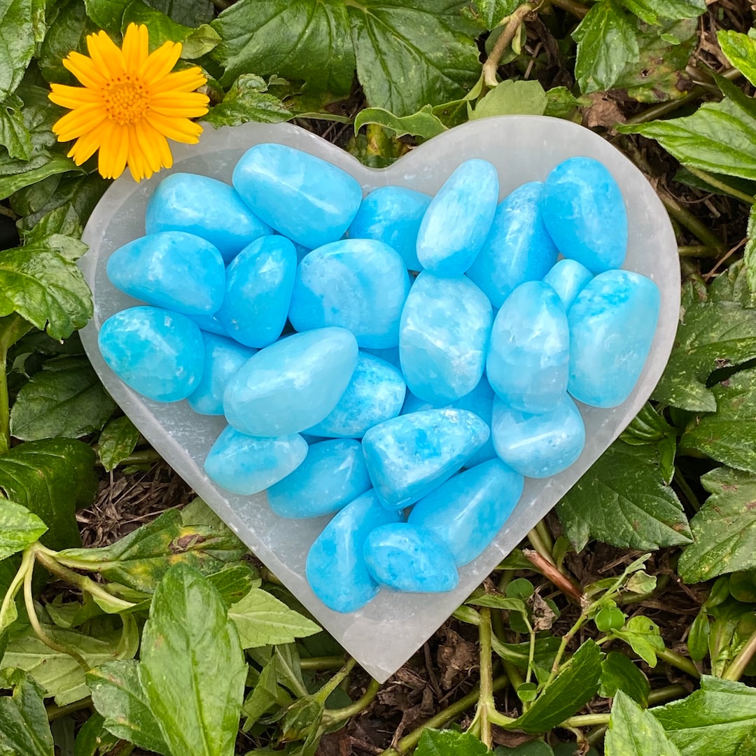 Blue Aragonite Tumbled Stone: Dyed Crystal of Hope - Etsy