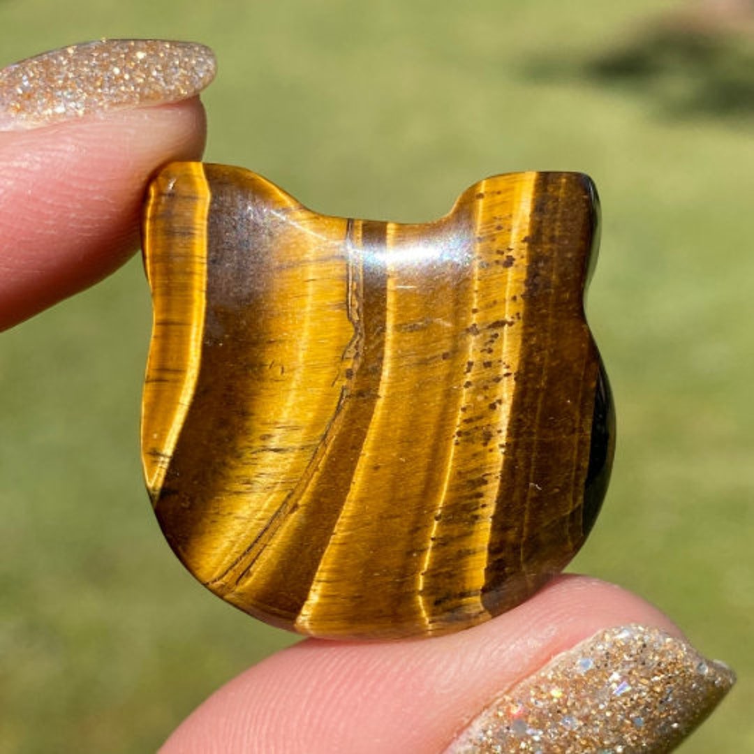 Tiger Eye Cat Head Tiger Eye Crystal Cat Crystal Kitty - Etsy