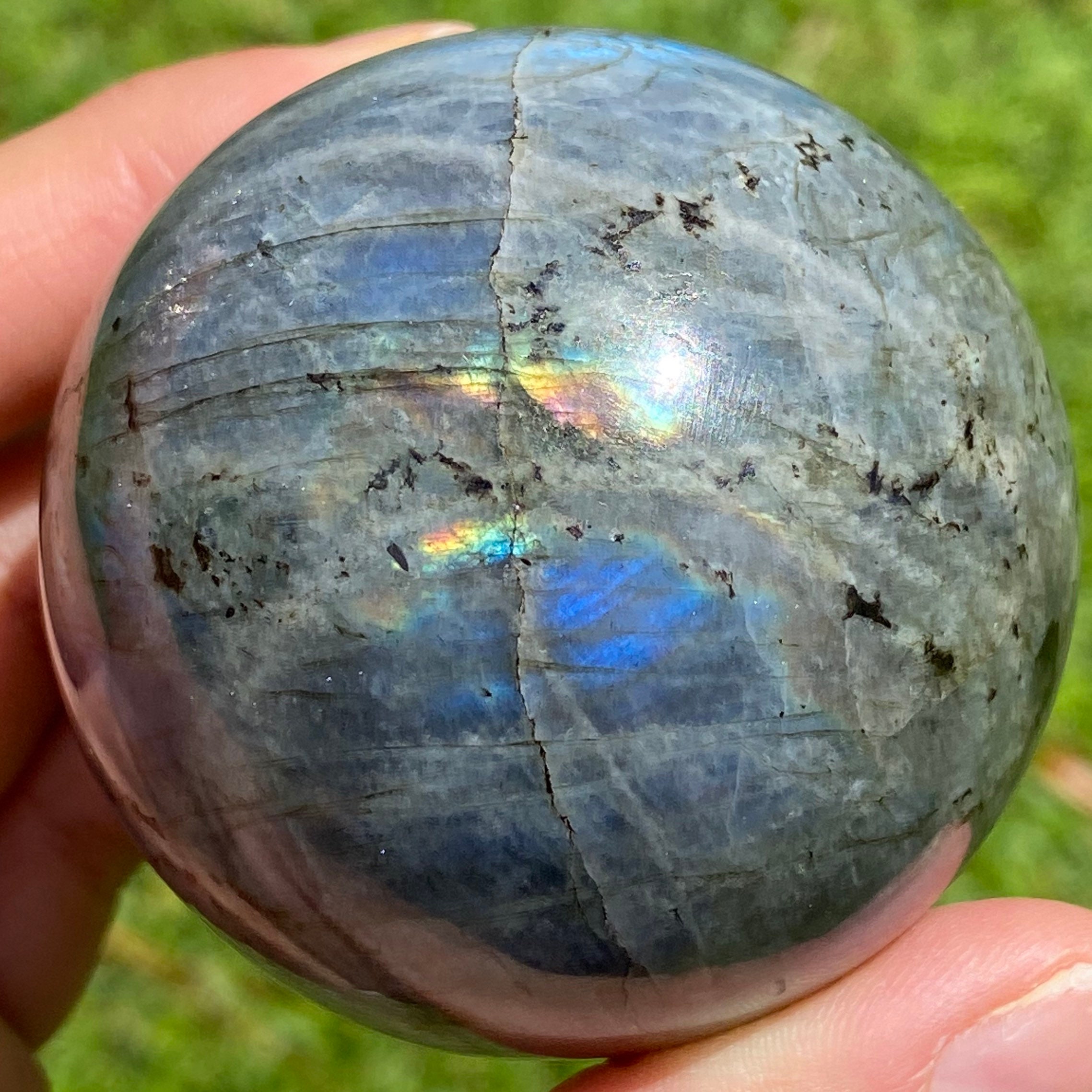 Labradorite Sphere With Stand Crown Chakra Labradorite - Etsy