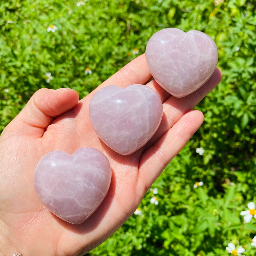Rose Quartz Puffy Heart: Pink Crystal Palm Stone (60-70 Grams) - Etsy