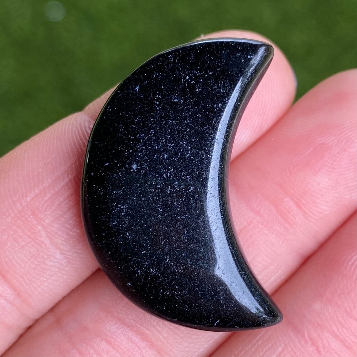Black Obsidian Crescent Moon Black Obsidian Obsidian | Etsy