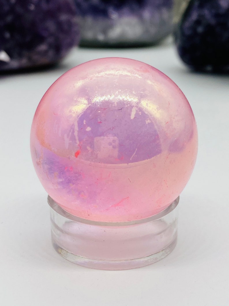 Pink Aura Quartz Sphere Sphere Pink Angel Aura Clear | Etsy