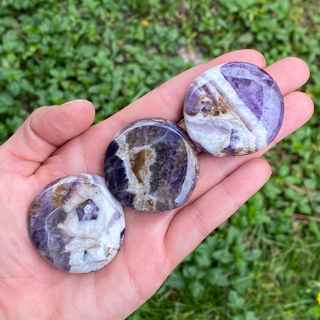 Chevron Amethyst Palm Stone: Banded Dog Tooth Crystal (1-2 Inch) - Etsy