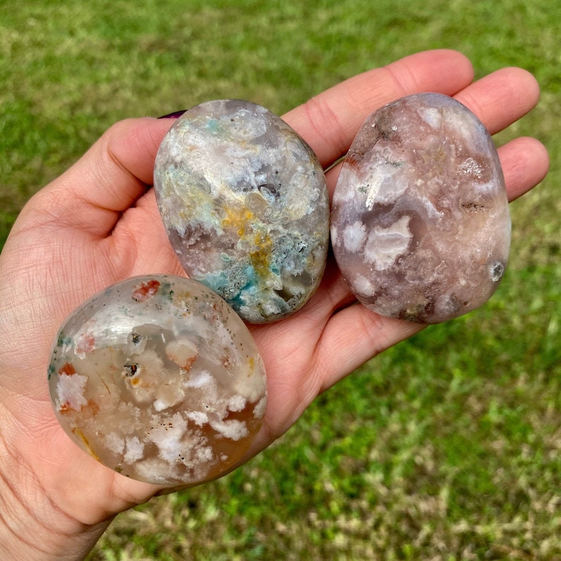 Cherry Blossom Agate Palm Stone Flower Agate Palm Stone - Etsy