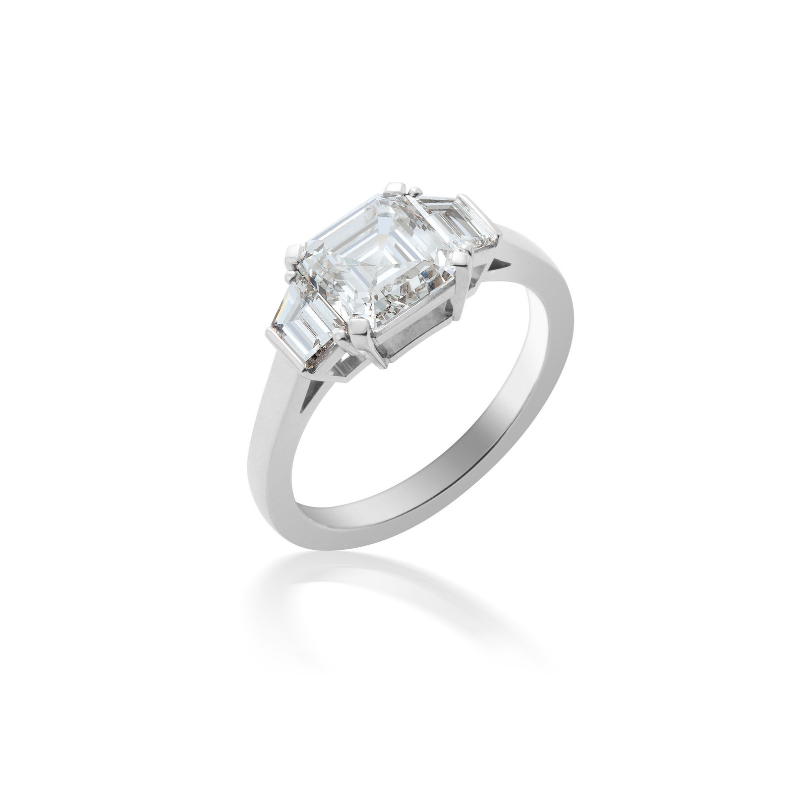 Diamond and Platinum Assher Asher Cut Engagement Bespoke Fine Jewellery ...