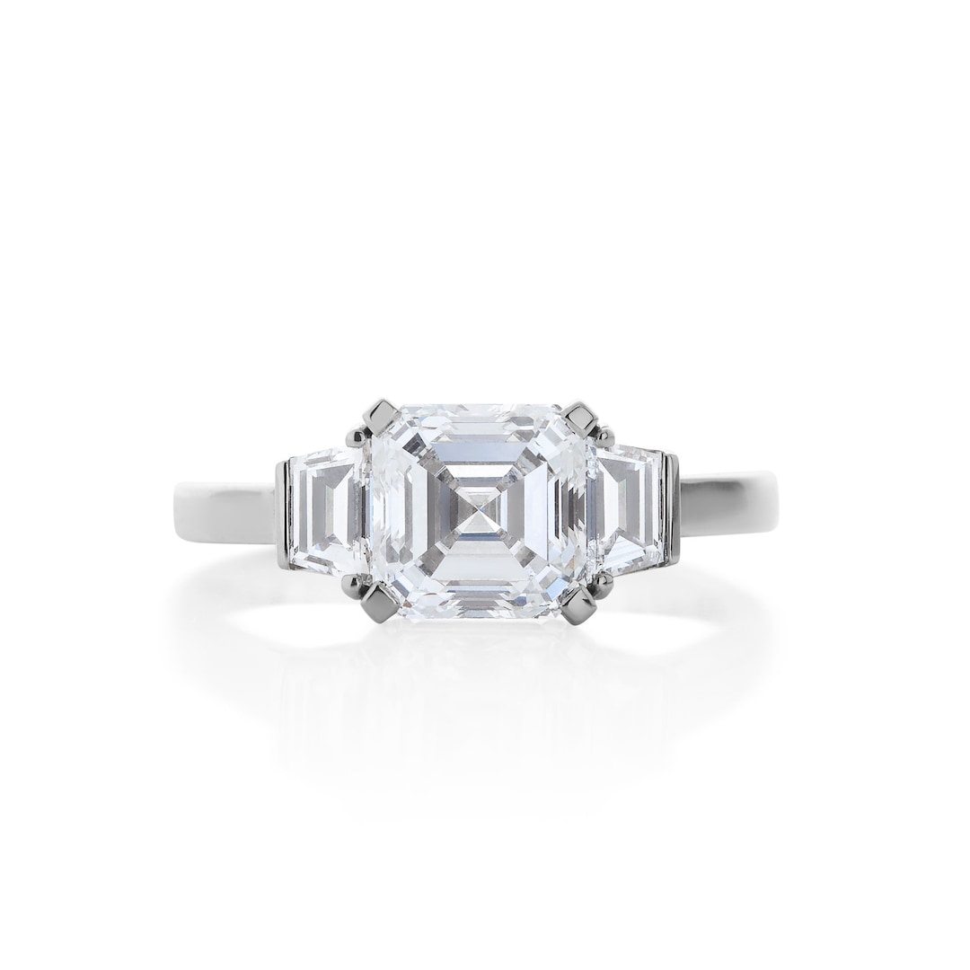Diamond and Platinum Assher Asher Cut Engagement Bespoke Fine Jewellery ...