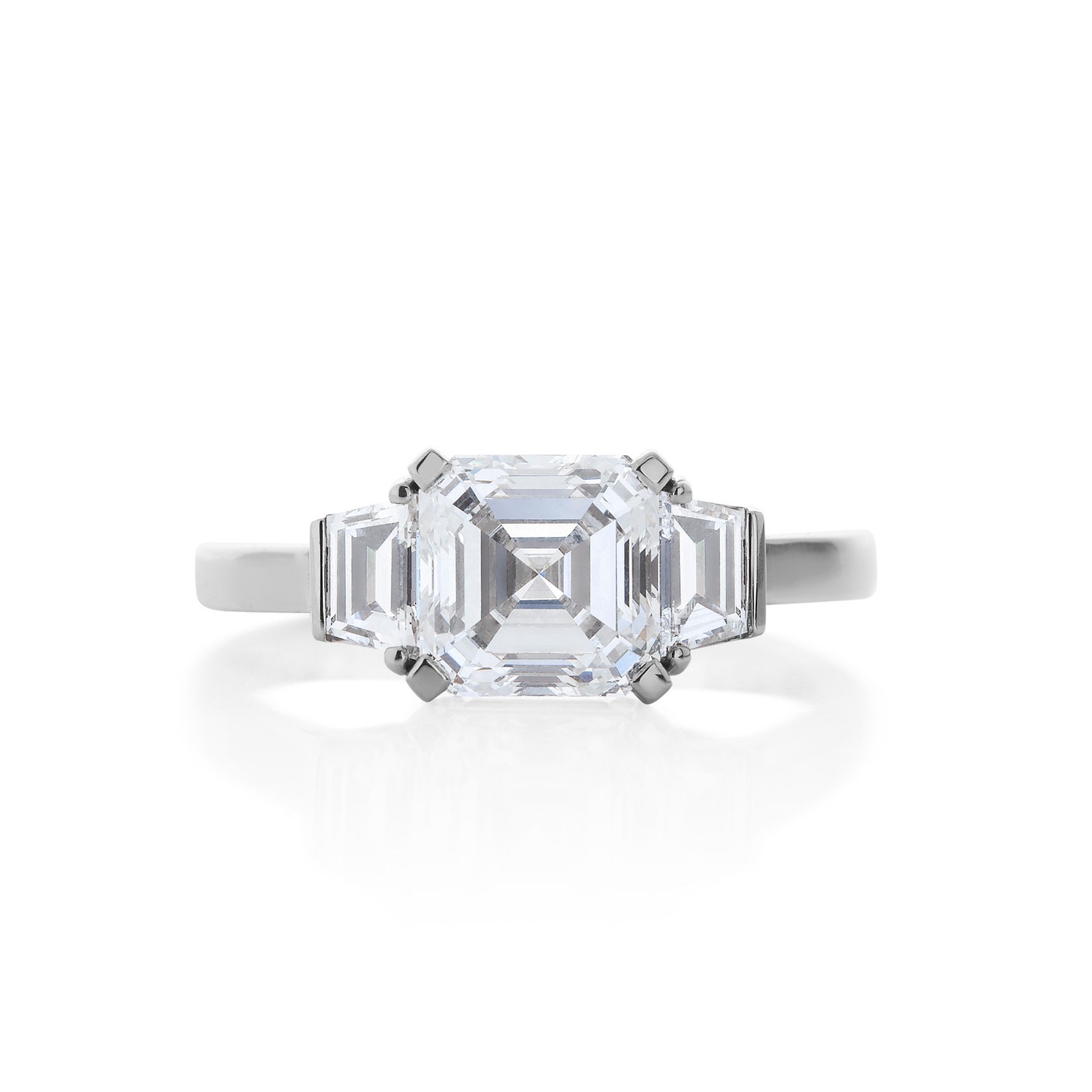 Diamond and Platinum Assher Asher Cut Engagement Bespoke Fine Jewellery ...