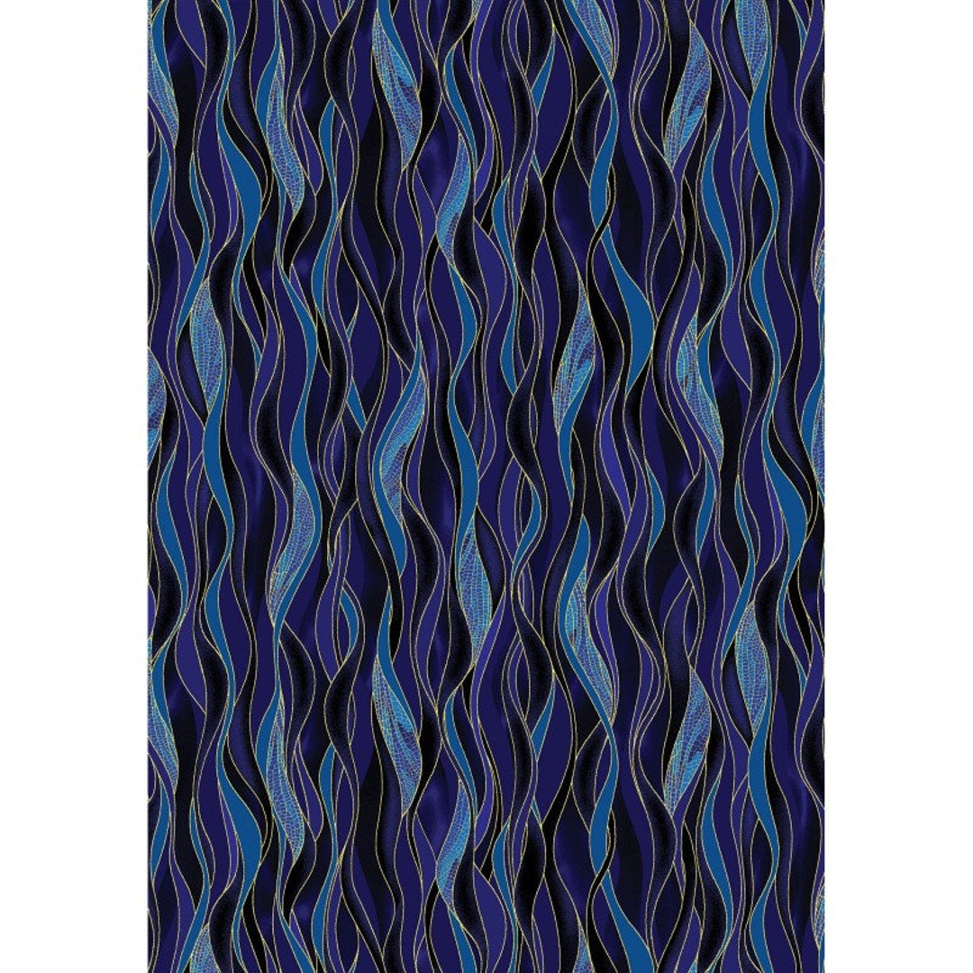 Dragonfly Dance - 8503M-55 - Dancing Waves Navy/blue - From Kanvas ...