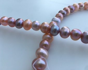 Natural Metallic Gold Short Potato Shape Pearl Strand|7-8mm Natural ...