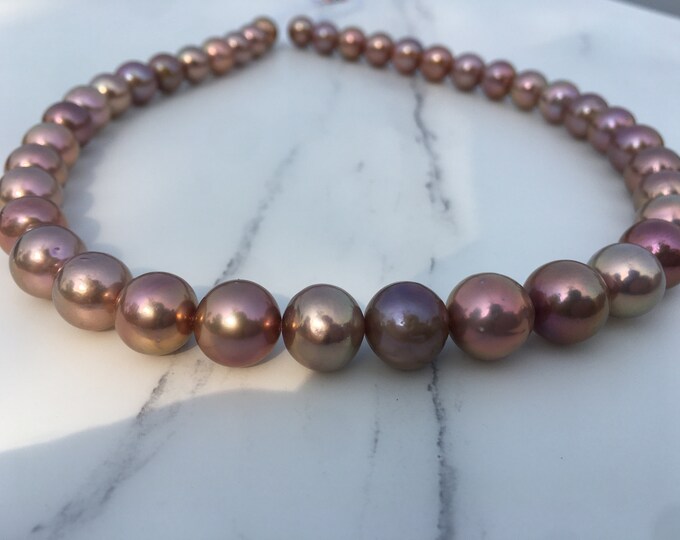 Natural Metallic Magenta Bronze Edison Pearl Strand, Natural Reddish ...
