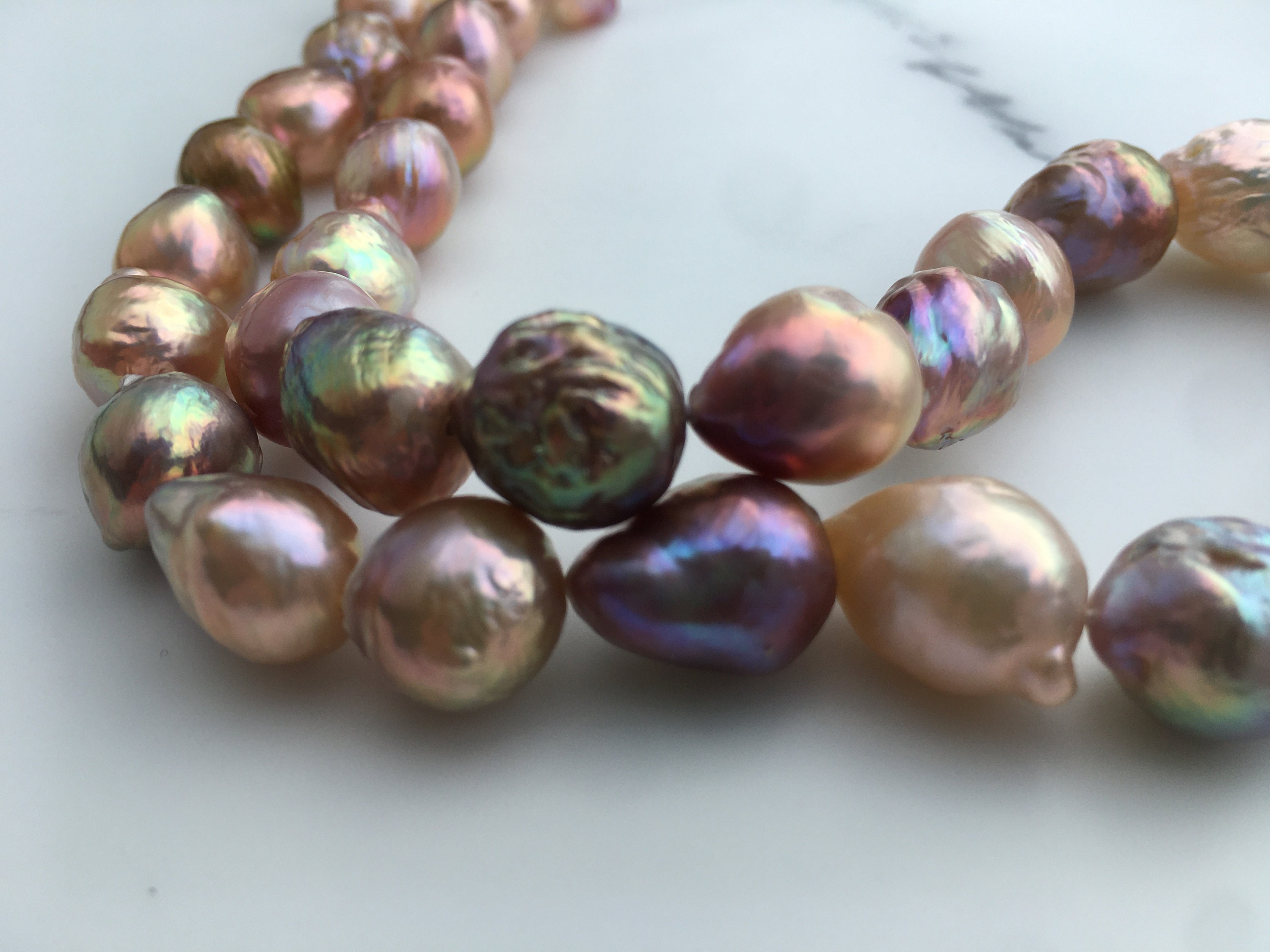 Natural Metallic Color Wrinkled Ripple Pearl Strand Natural - Etsy