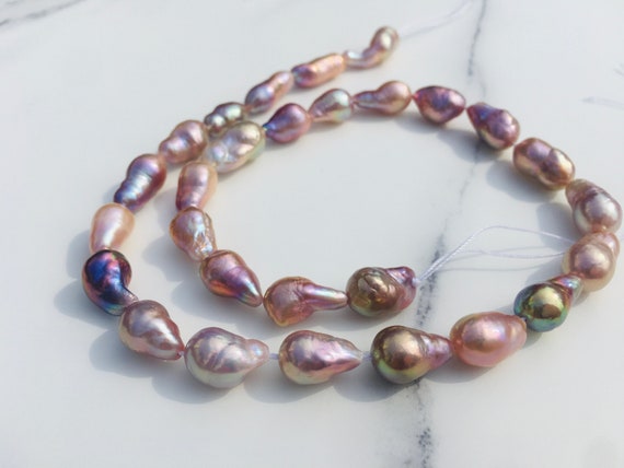 6.5-9mm Baroque Loose Pearl Strand With Metallic - Etsy