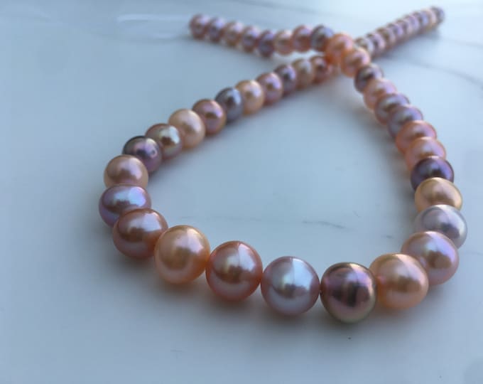 Natural Metallic Gold Short Potato Shape Pearl Strand|7-8mm Natural ...