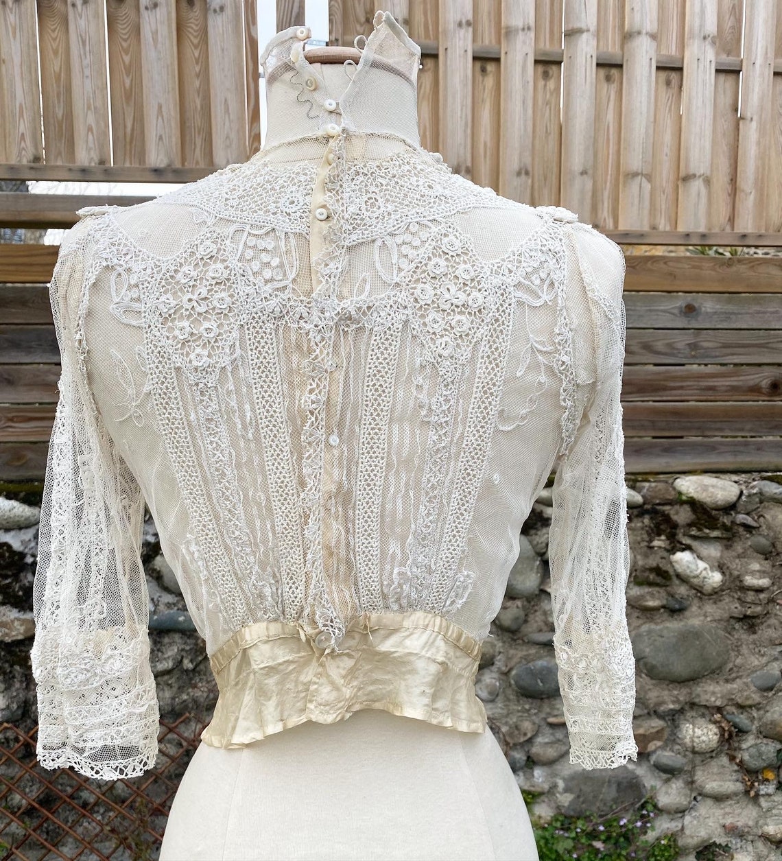 Antique Pigeon Bust Blouse Art Nouveau Edwardian Bodice Whalebones ...