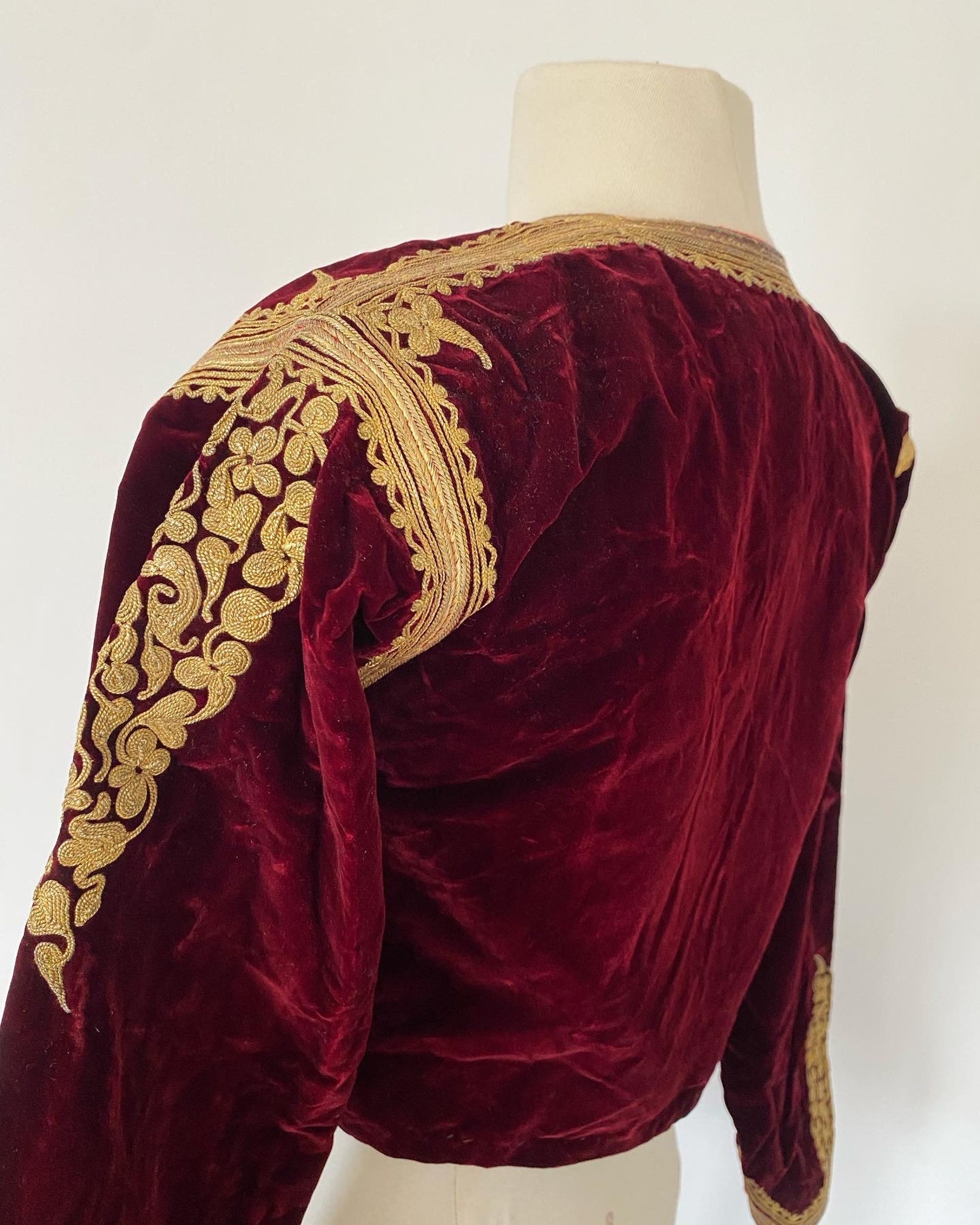 Antique Ottoman Jacket 1900s 1910s 19th Century Linen Sack Velvet ...