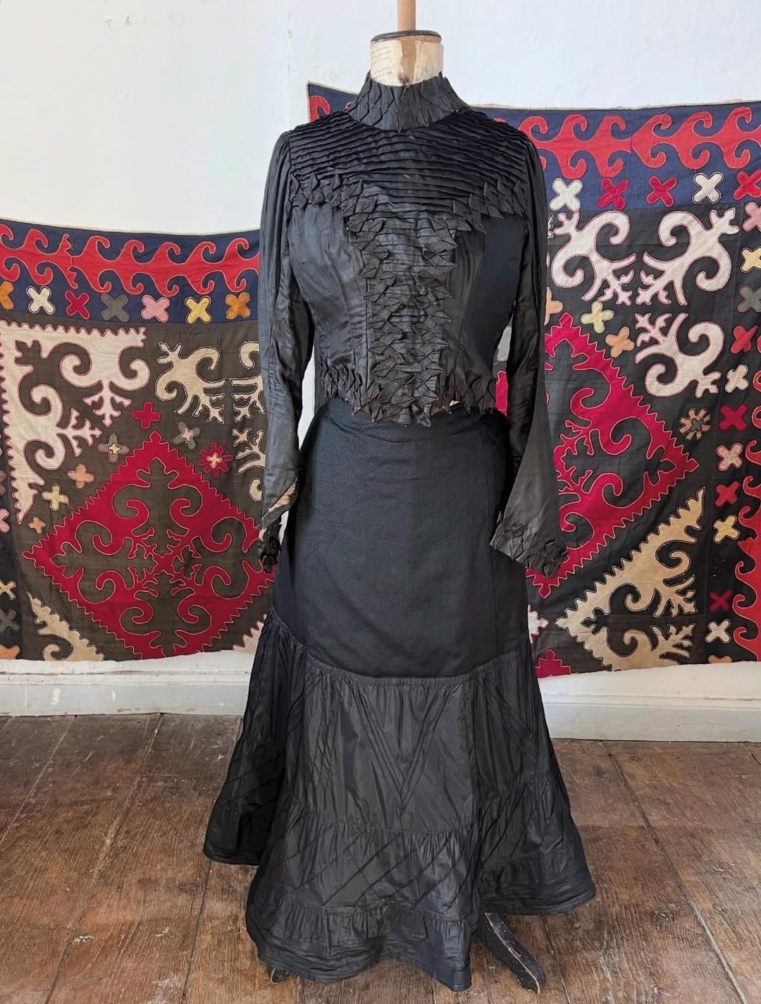 19th Antique Skirt Petticoat 1890s 1900s Edwardian Silk Wool French ...