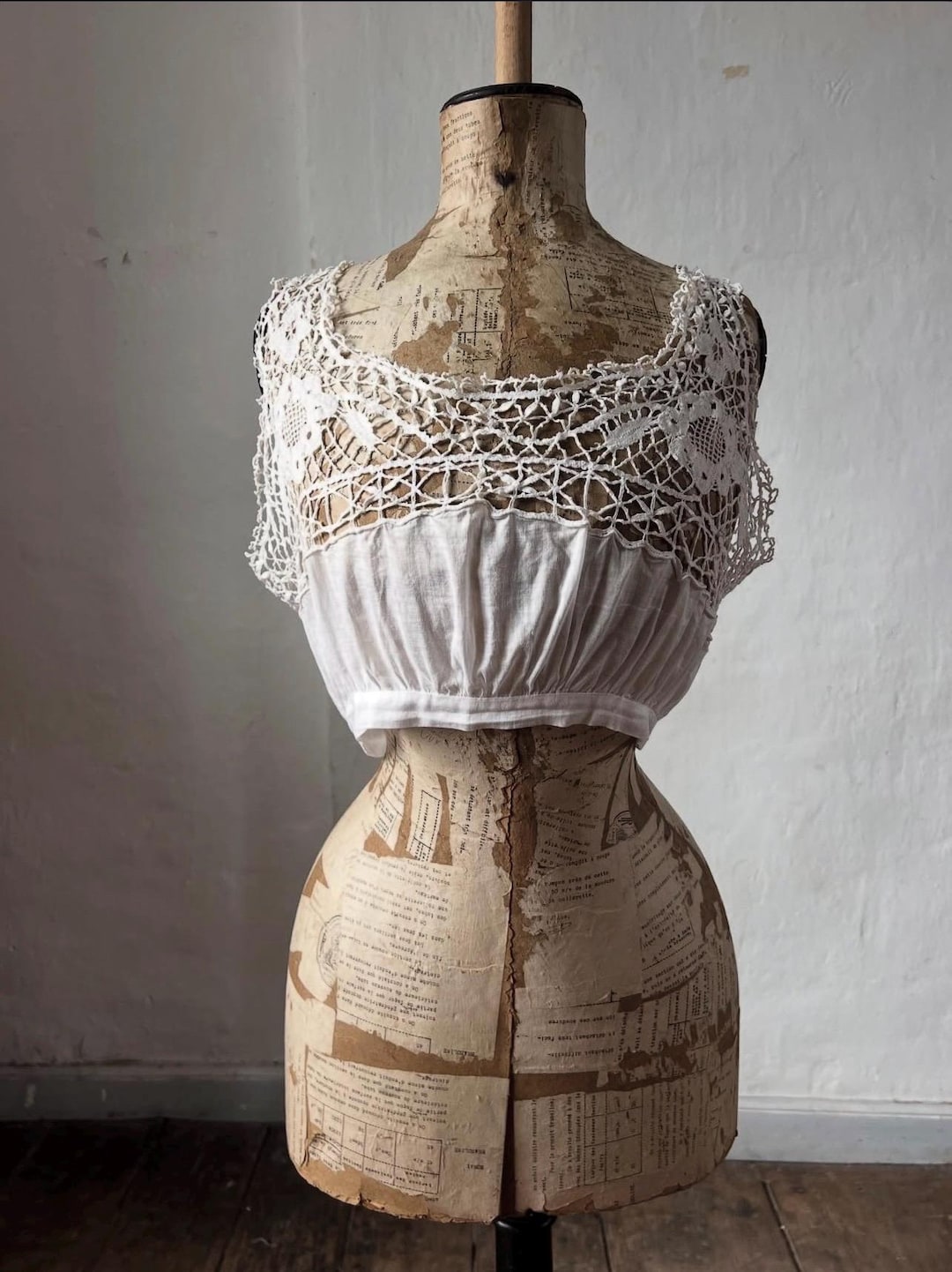 Antique Edwardian Corset Cover Bra Camisole Crochet 1900s 1910s Sheer ...