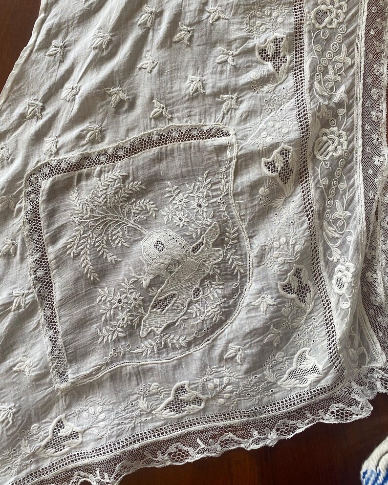Antique 18th Century Handmade Lace Embroideries Shawl Stole Collar ...