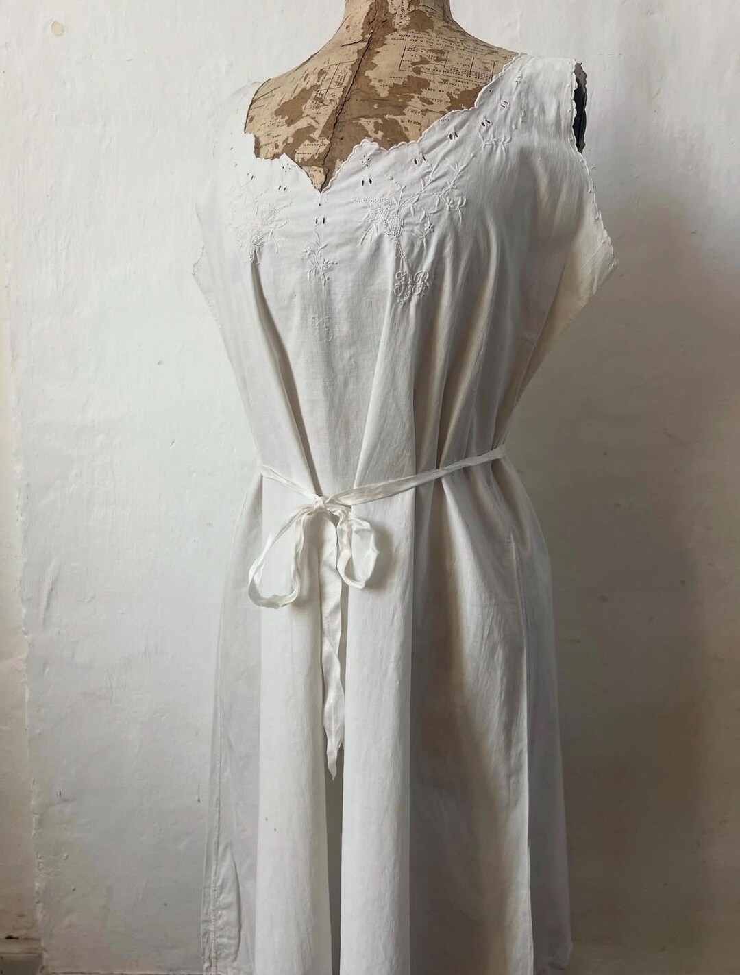 Antique Linen Chemise Dress 19th 1890s 1900s Edwardian White ...