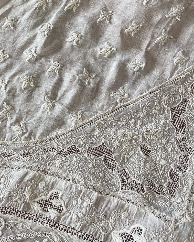 Antique 18th Century Handmade Lace Embroideries Shawl Stole Collar ...