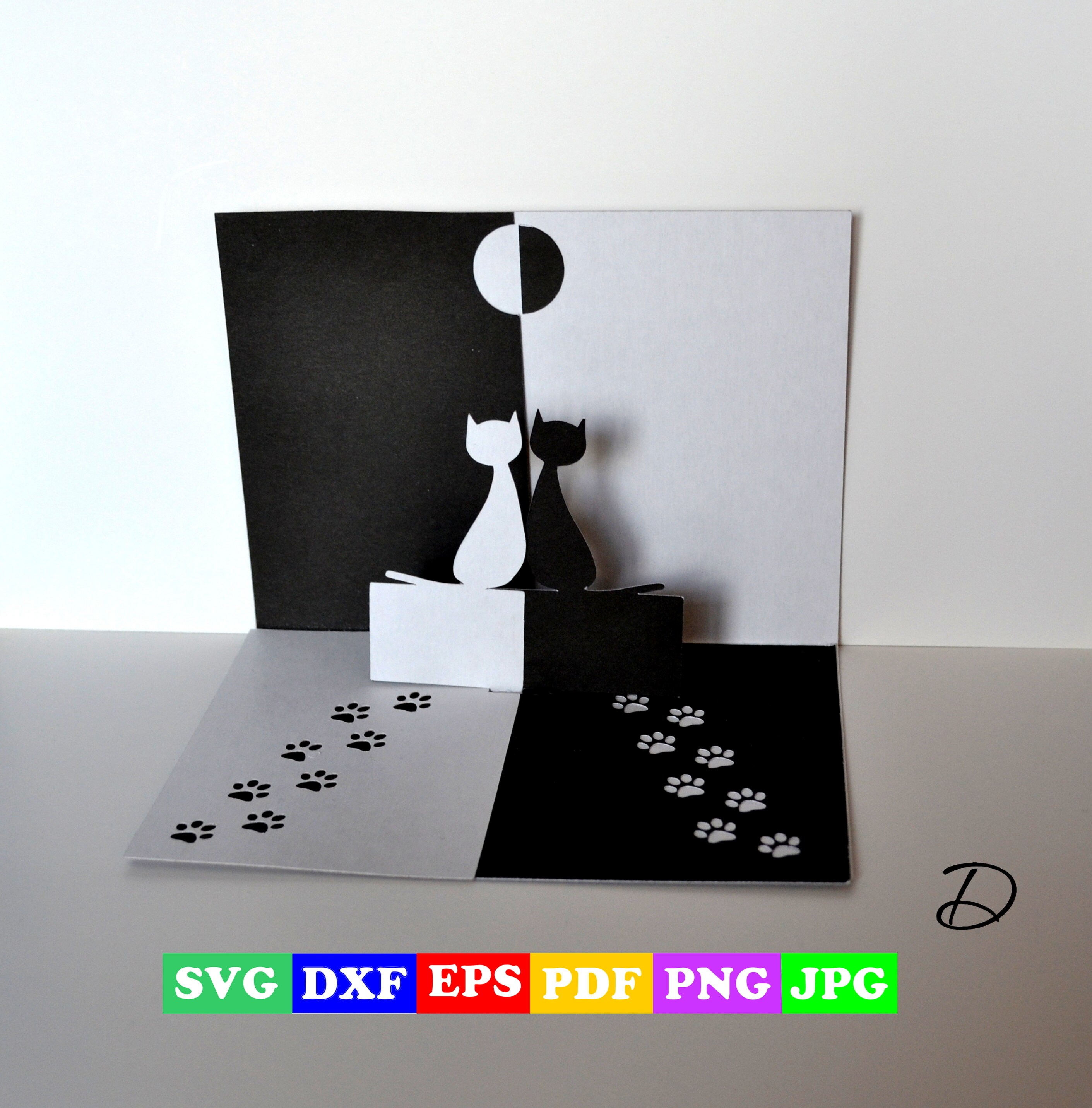 Two Cats SVG, Two Cats Postcard Digital Files for Cricut or Silhouette ...