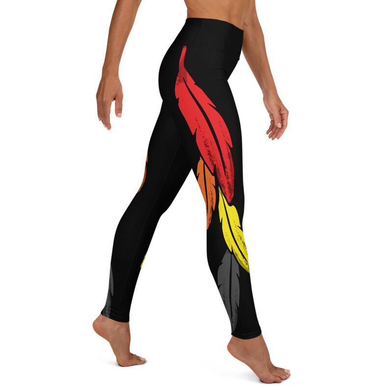 Native American Feather Design Yoga Leggings Inside Pocket American ...