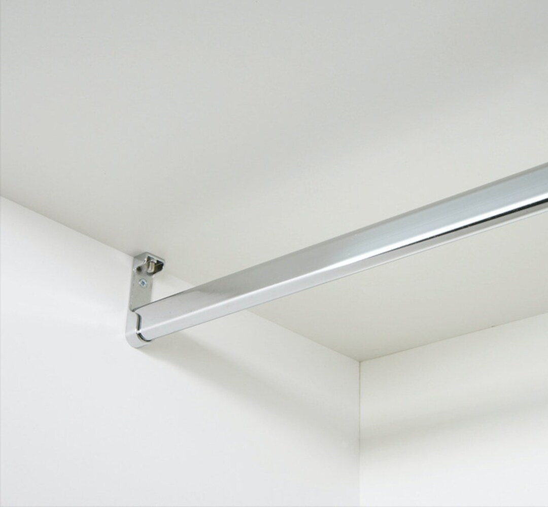 Fixed Length Wardrobe Clothes Oval Rail Chrome With End Supports and ...