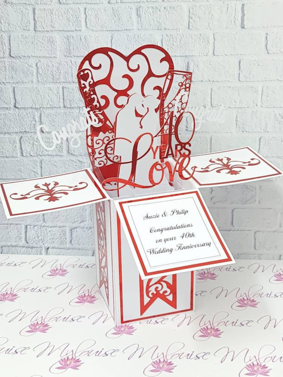 Personalised Ruby 40th Wedding Anniversary Card, Unique Handmade Pop up ...