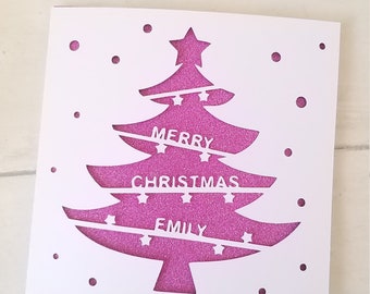 Pink Christmas Card | Etsy