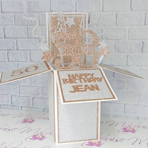 Personalised 50th Birthday Card, Black & Gold Pop up Happy 50th ...