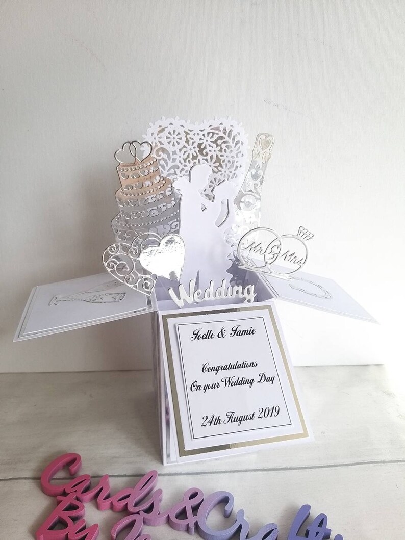 Custom Black & White Wedding Card Pop up Box Card Personalised - Etsy UK