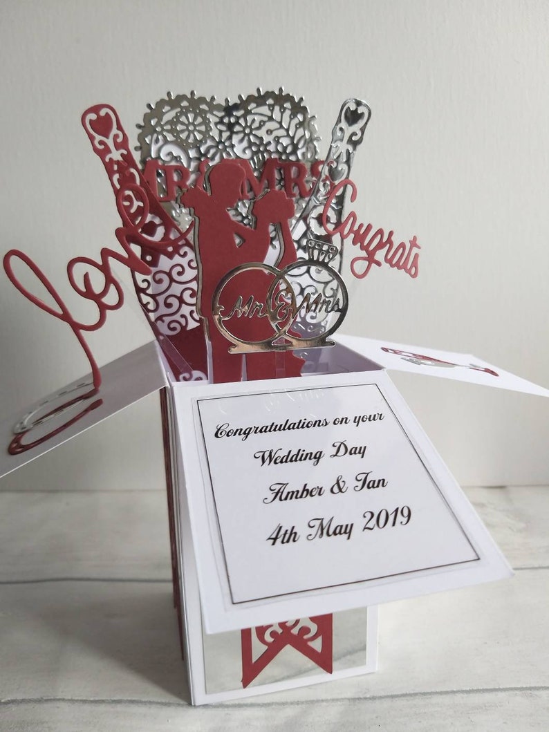 Custom Black & White Wedding Card Pop up Box Card Personalised - Etsy UK