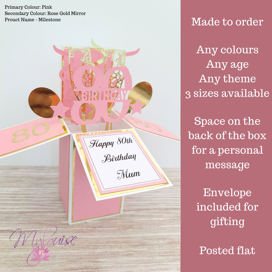 Personalised 80th Birthday Card Pop up in a Box Unique Greeting Card ...