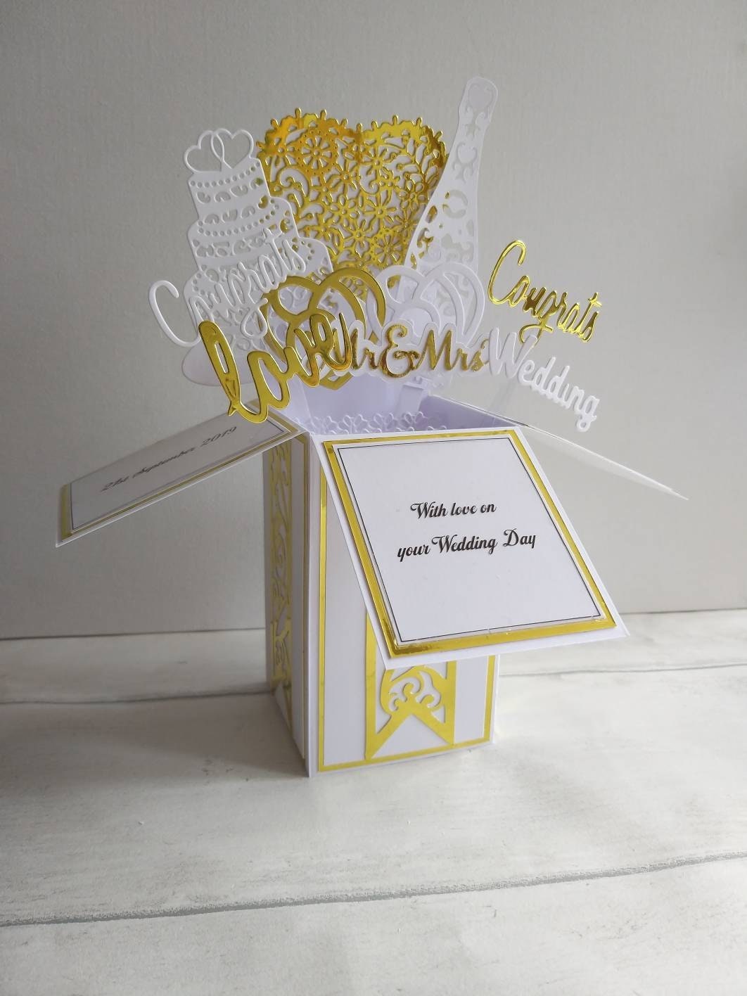 Custom Black & White Wedding Card Pop up Box Card Personalised - Etsy UK