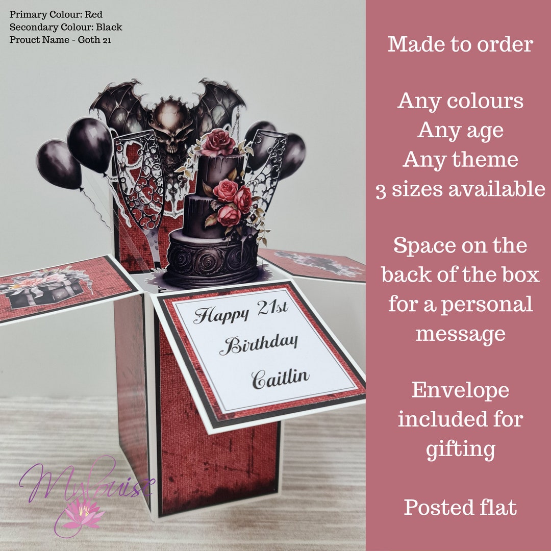 Personalised Gothic Birthday Card Pop up in a Box Unique Greeting Card ...