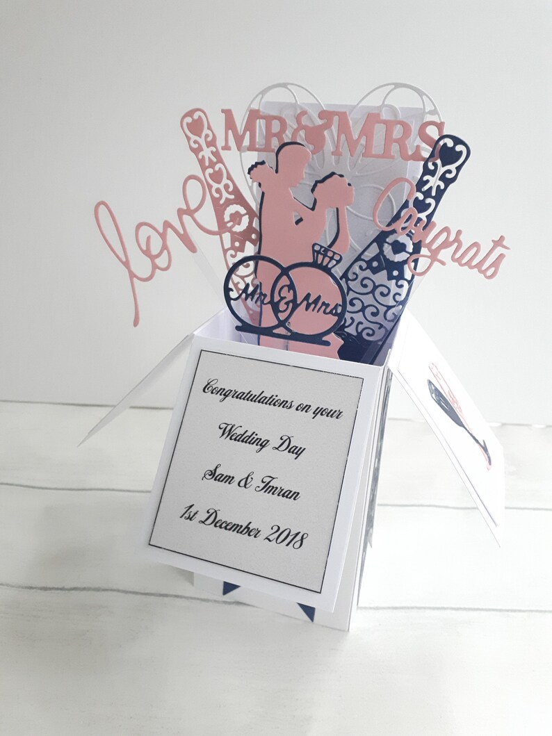 Custom Black & White Wedding Card Pop up Box Card Personalised - Etsy UK