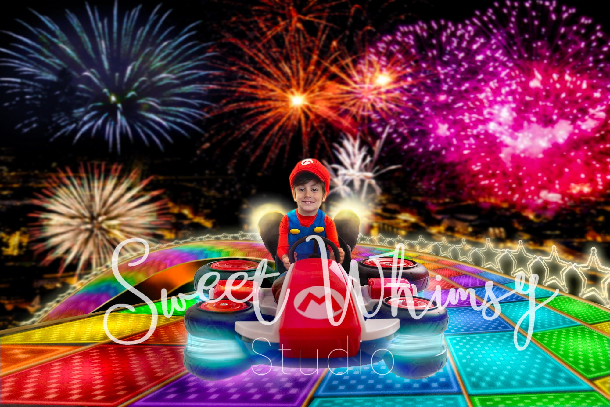 Mario Kart Digital Background | Mariokart Rainbow Road Photoshop ...