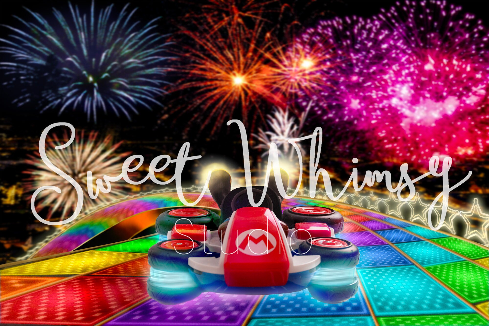 Mario Kart Rainbow Road Digital Backdrop | Gaming Photoshop (digital ...